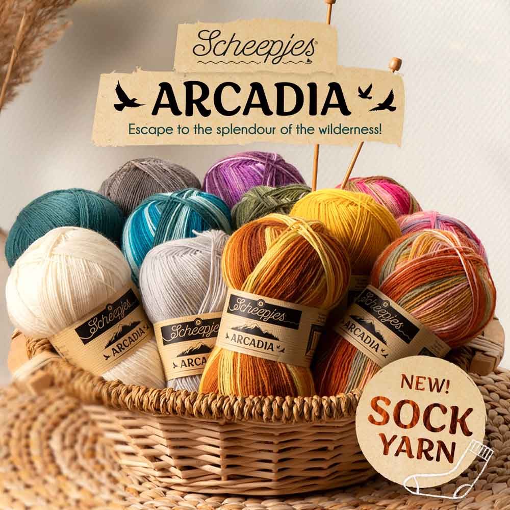 Scheepjes Arcadia 4 Ply Sock Yarn – Self-Striping Yarn with Colour-Cha ...