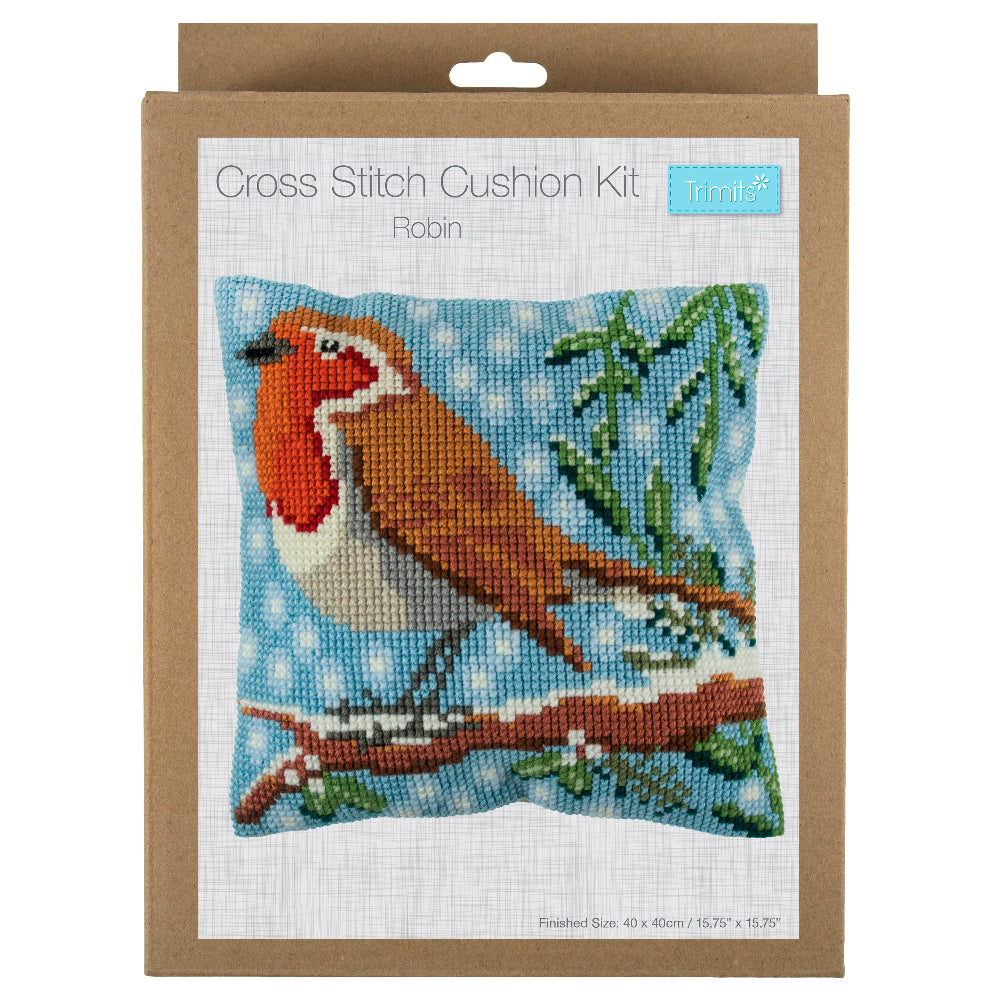 Trimits Robin Cross Stitch Cushion Kit – Wool n Stuff